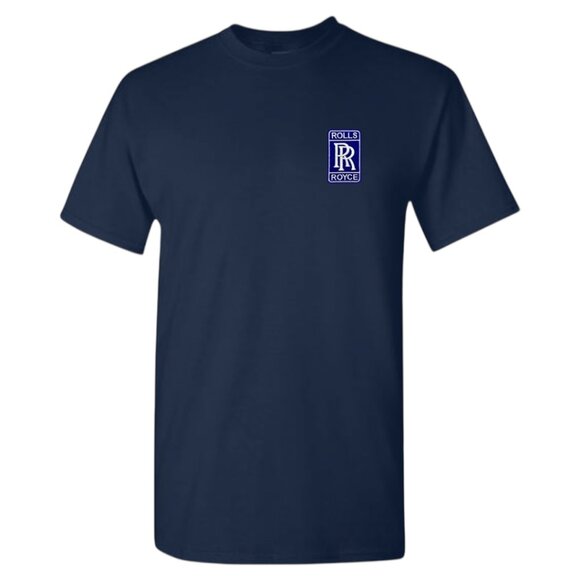 Shirts | Mens Rolls Royce Car Logo Embroidered Cotton Tshirt Navy Blue ...